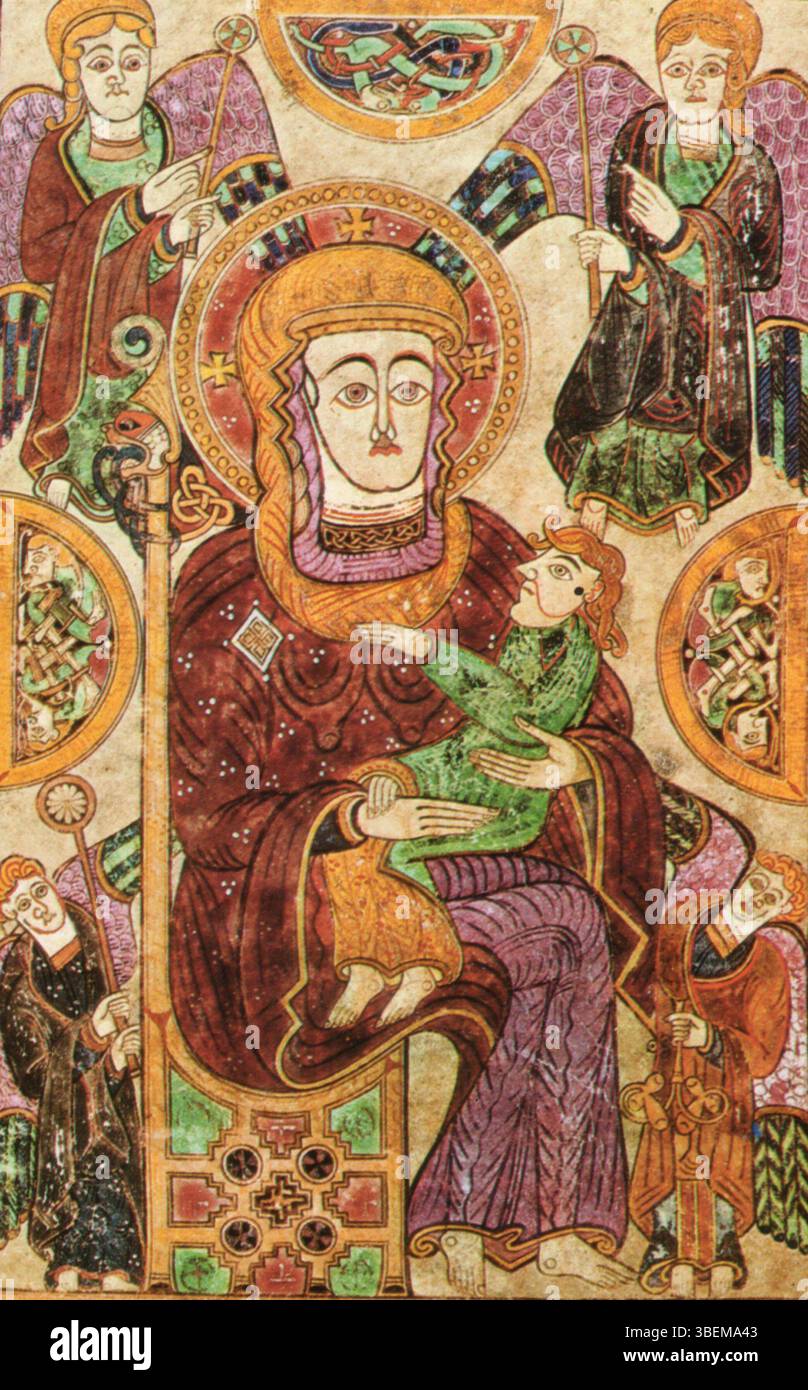 This illuminated manuscript page from the Book of Kells features a ...