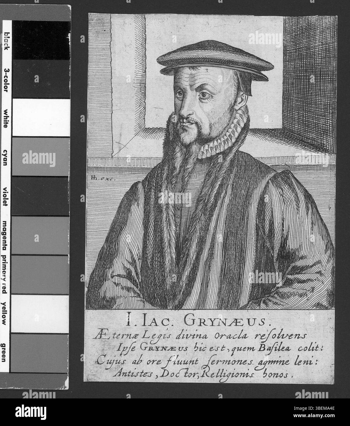 This copper engraving from the 1600s depicts Iac. Grynaeus, a ...