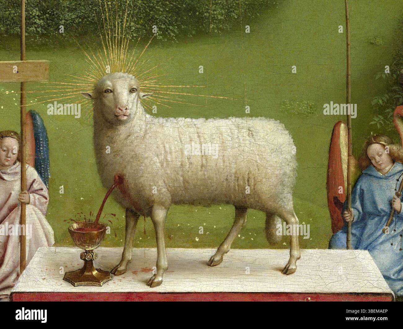 Detail from the Ghent Altarpiece titled 'The Adoration of the Mystic ...