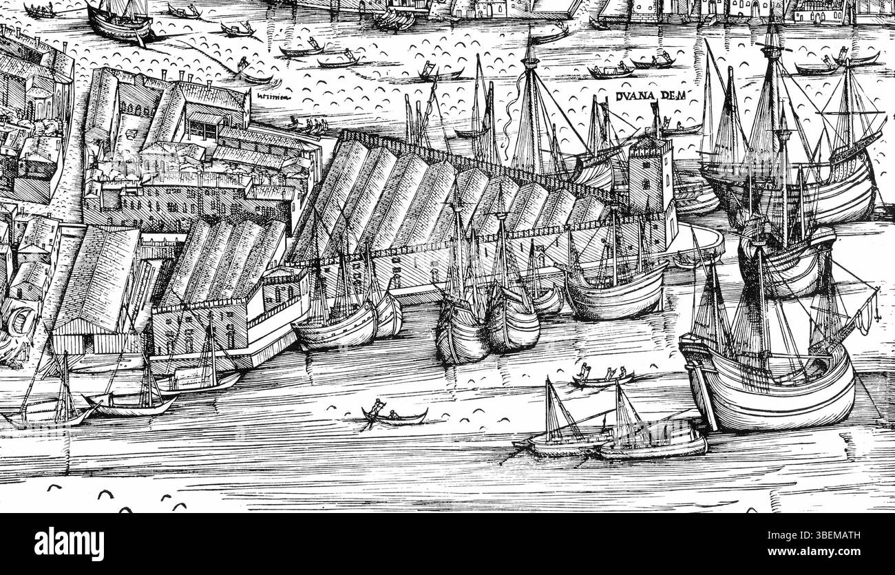 This map by Jacopo De' Barbari from 1500 depicts the Dogana da Mar and ...