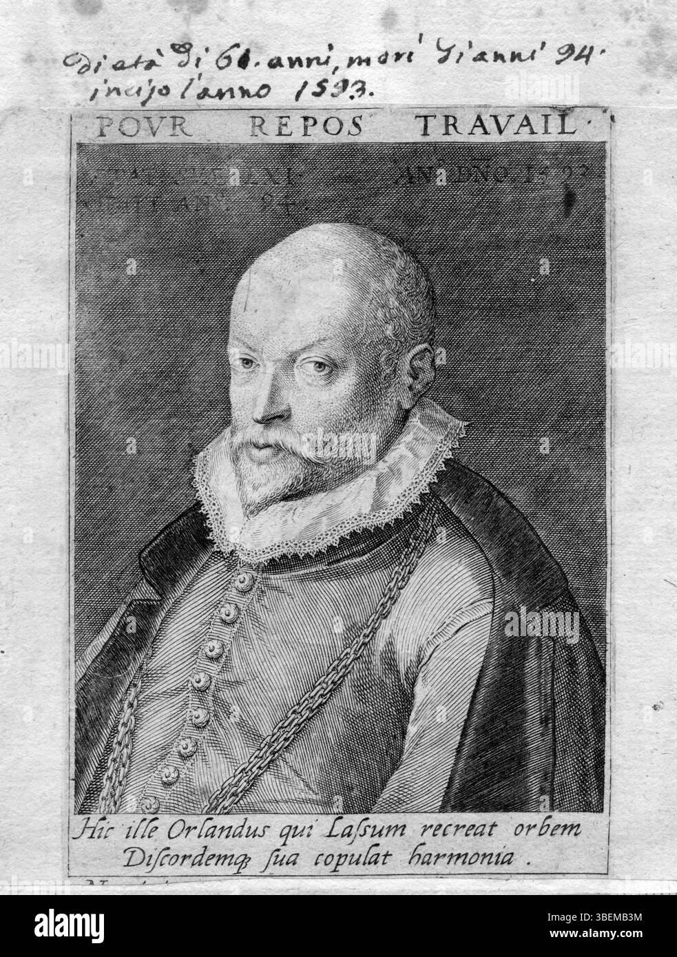 This 1593 engraving by Jan Sadeler portrays Roland de Lassus, a ...