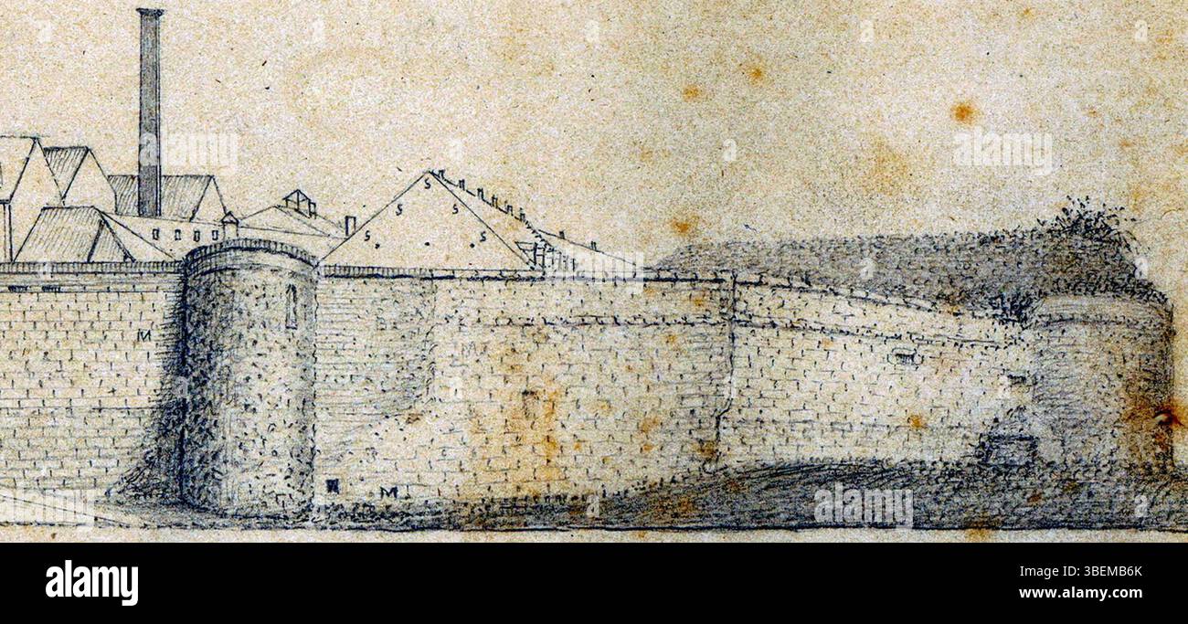 This pencil drawing by Jan Brabant from the 1860s depicts a view of the ...