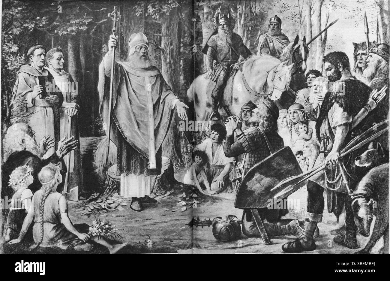 Christian missionary illustration Black and White Stock Photos & Images ...