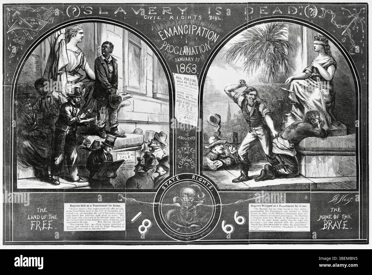 *Slavery is dead?* is a political cartoon from 1866 by Thomas Nast. The ...