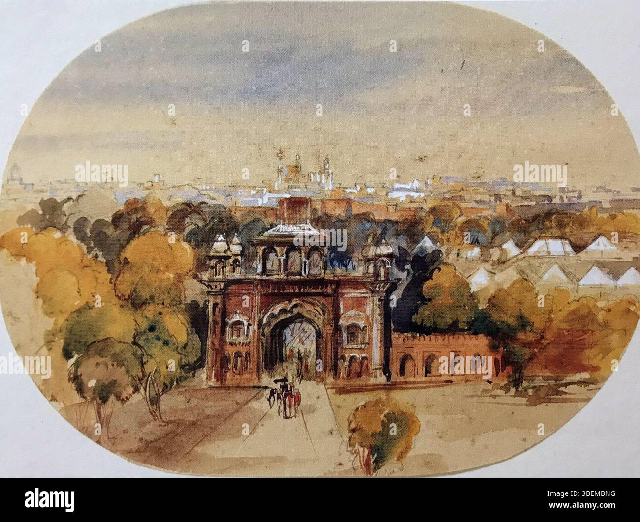 Watercolour by Charlotte Canning from 1860 depicting the gate of Ram ...