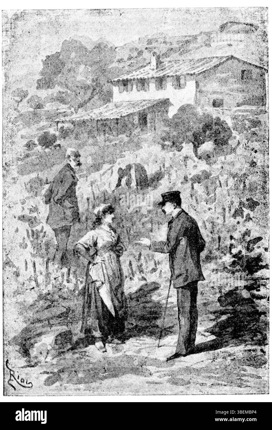 Édouard Riou's illustration on page 223 of Maupassant's *Sur l'Eau ...