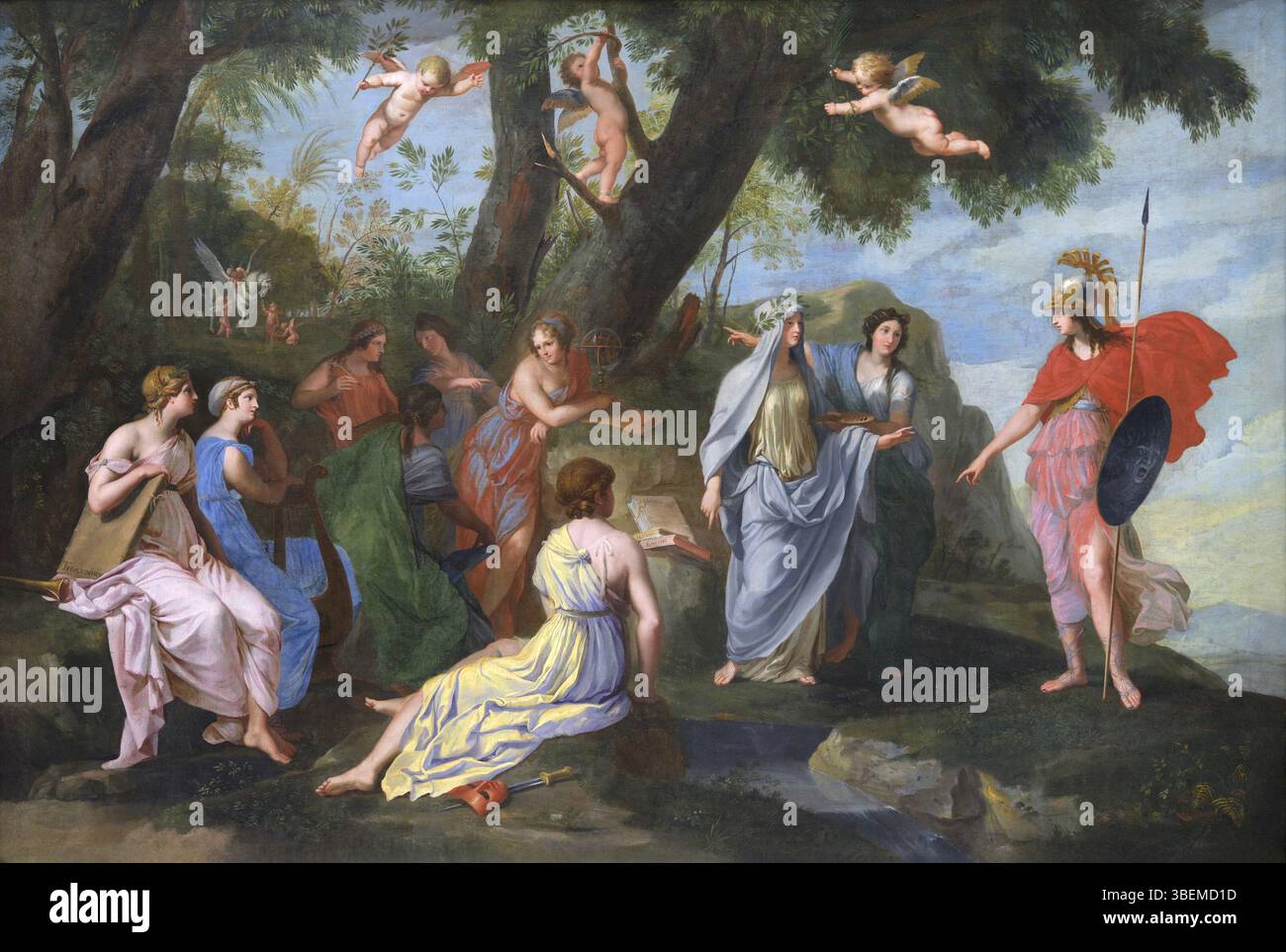This painting by Jacques Stella (1596–1657) shows Minerva, the goddess ...