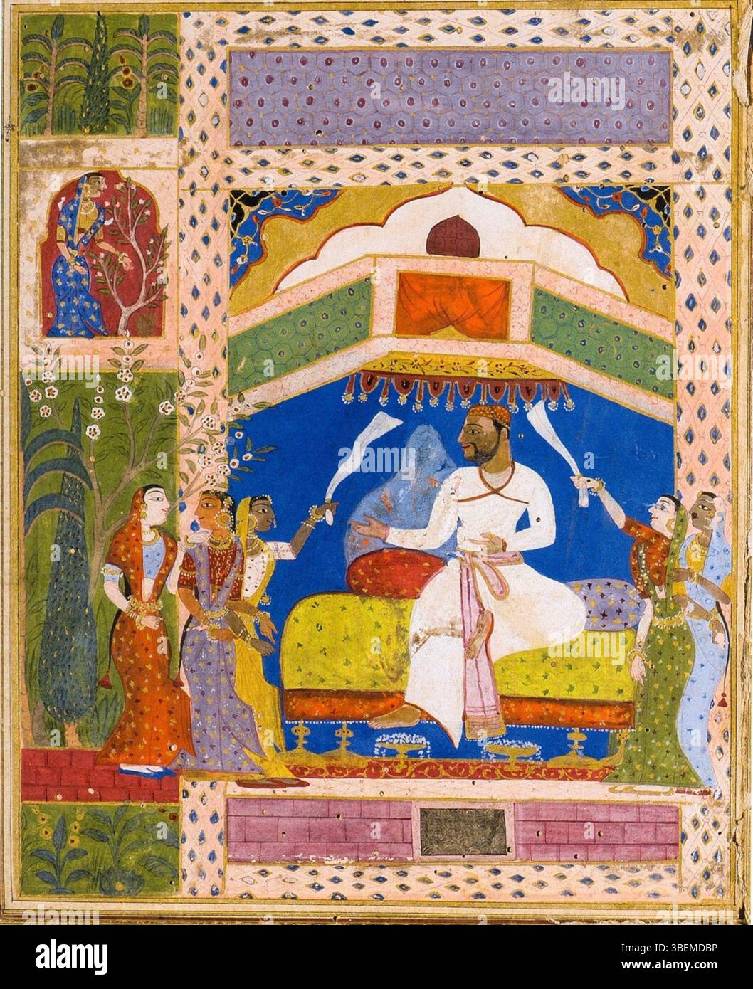 This folio from the manuscript *Ta'rif-i Husain Shahi* depicts Husain ...