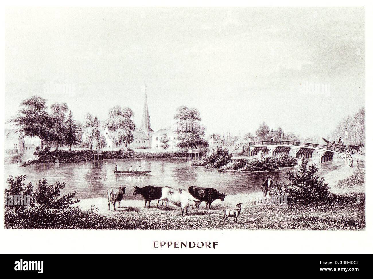 The drawing 'Eppendorf' by Carl Martin Laeisz, circa 1850, depicts a ...
