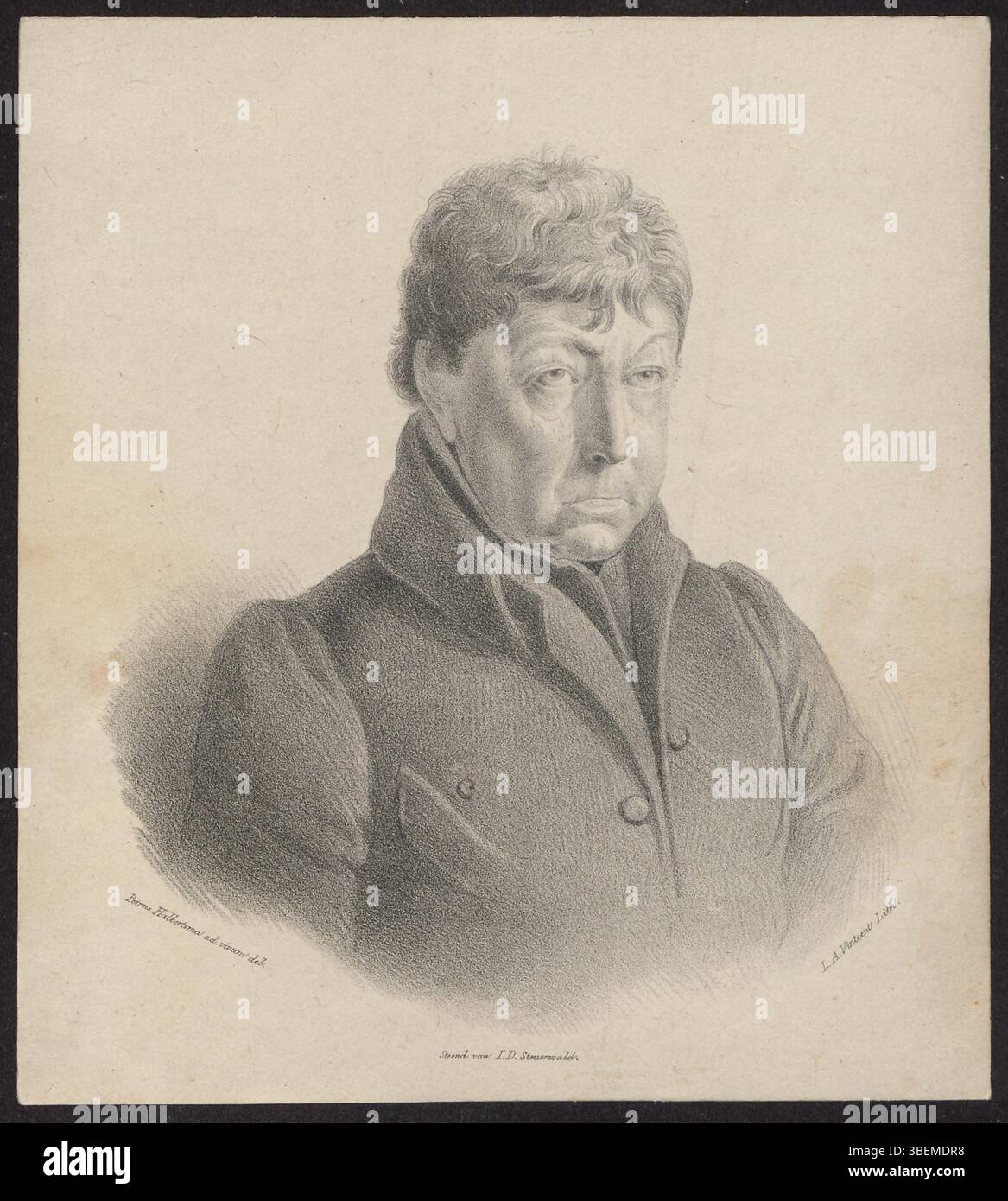 A portrait of an unidentified man created by Lodewijk Anthony Vintcent ...