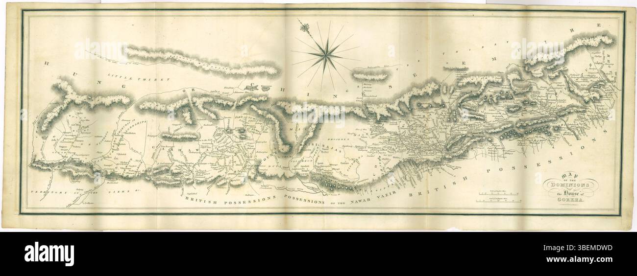This 1819 map illustrates the dominions of the House of Gorkha, as ...
