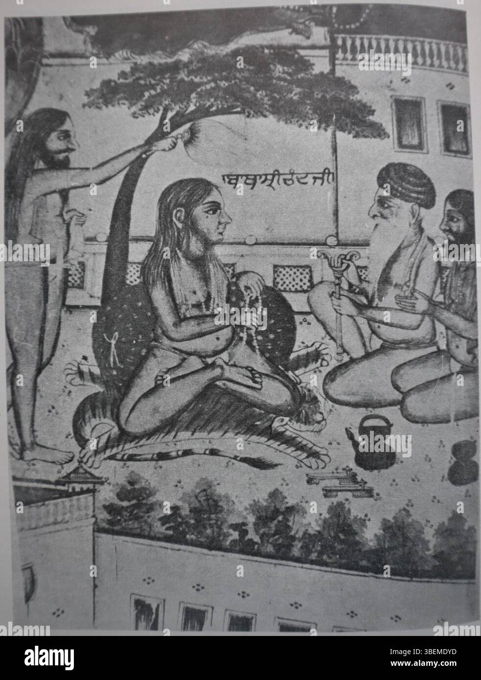 This fresco from Akhara Bala-Nand in Amritsar depicts Sri Chand, the founder of the Udasi sect ...