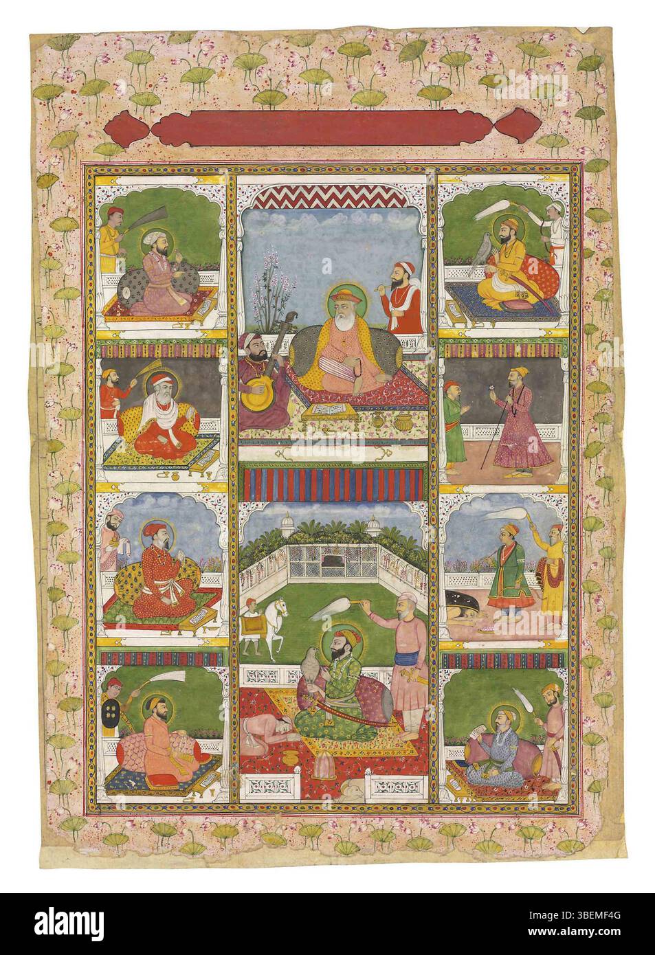 This miniature painting, created around 1820, depicts all the Sikh ...