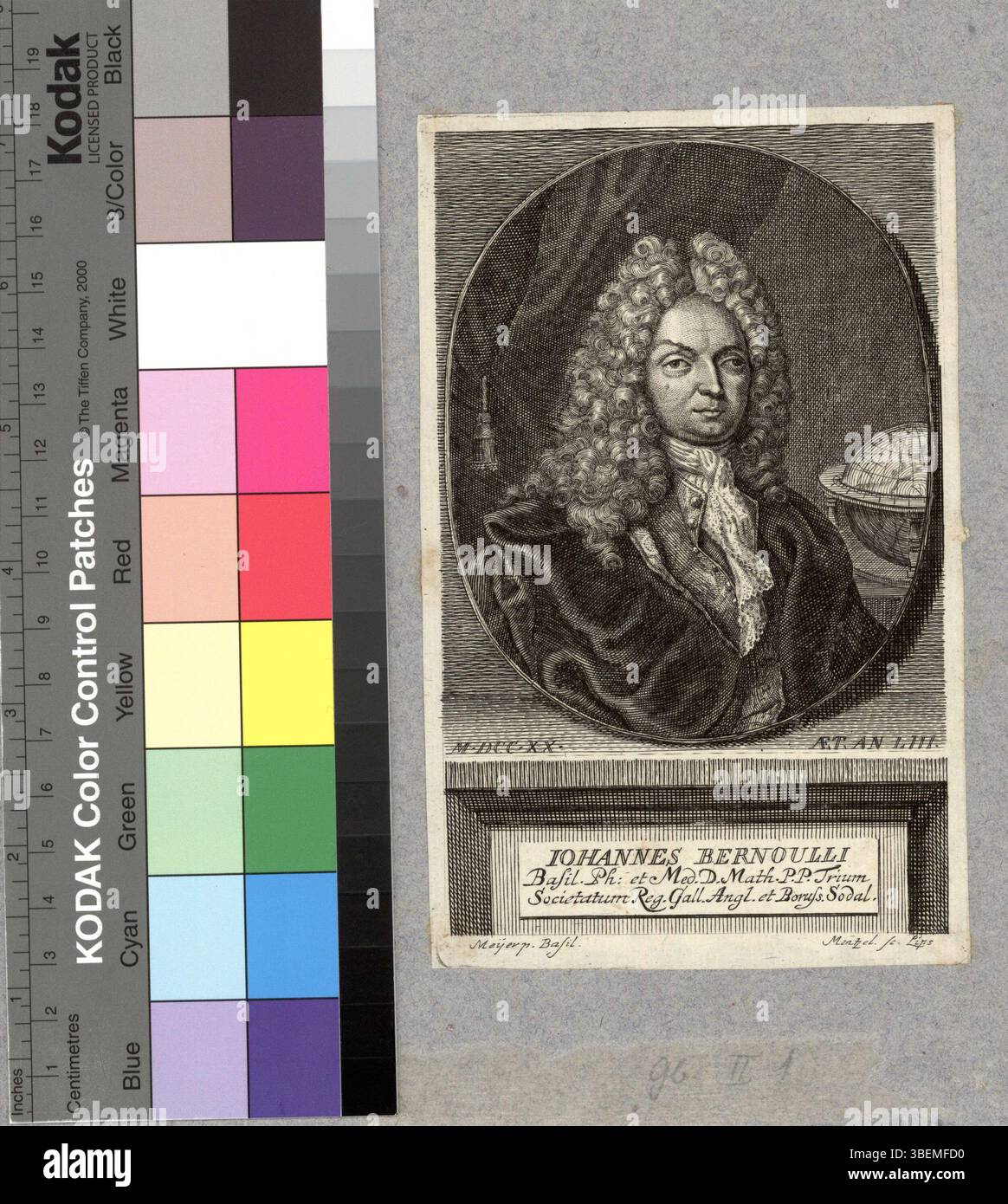 Copper engraving of Johann Bernoulli-Falkner, mathematician, produced ...