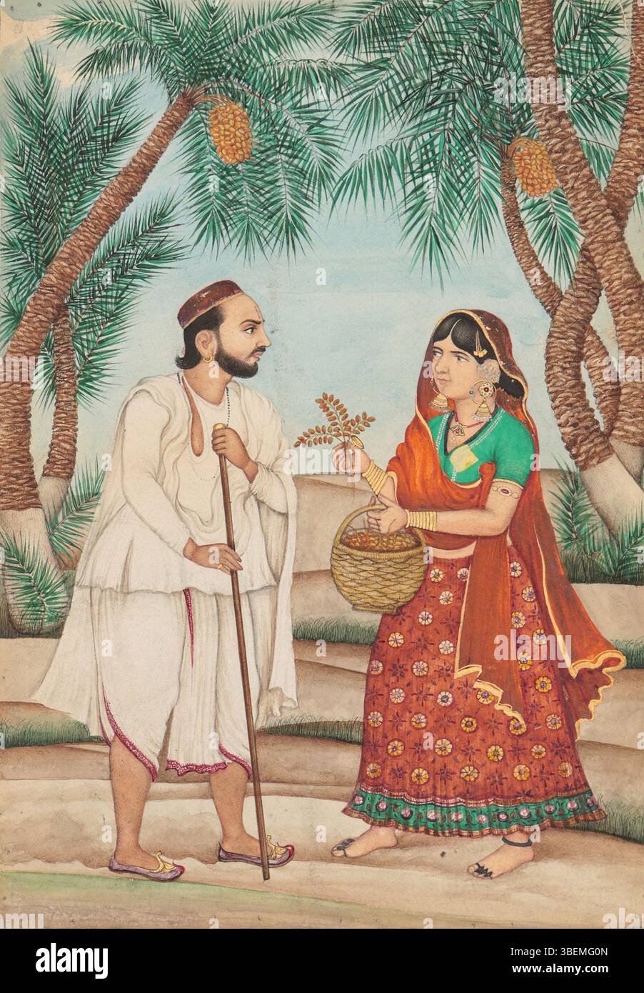 This painting, created by Bishan Singh circa 1865, shows a pandit and a ...