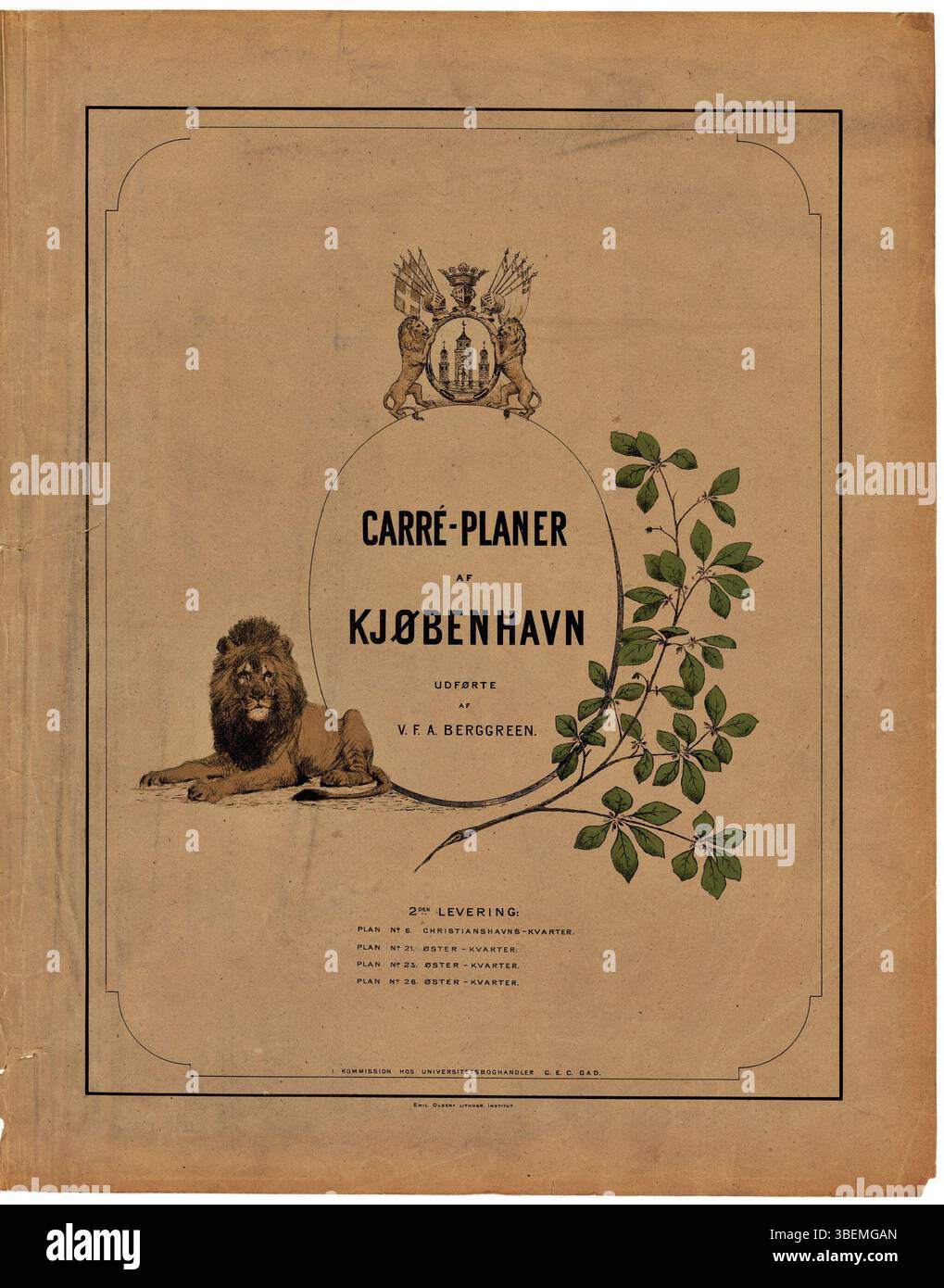 A map detailing the layout of Copenhagen, designed by Berggreen and ...
