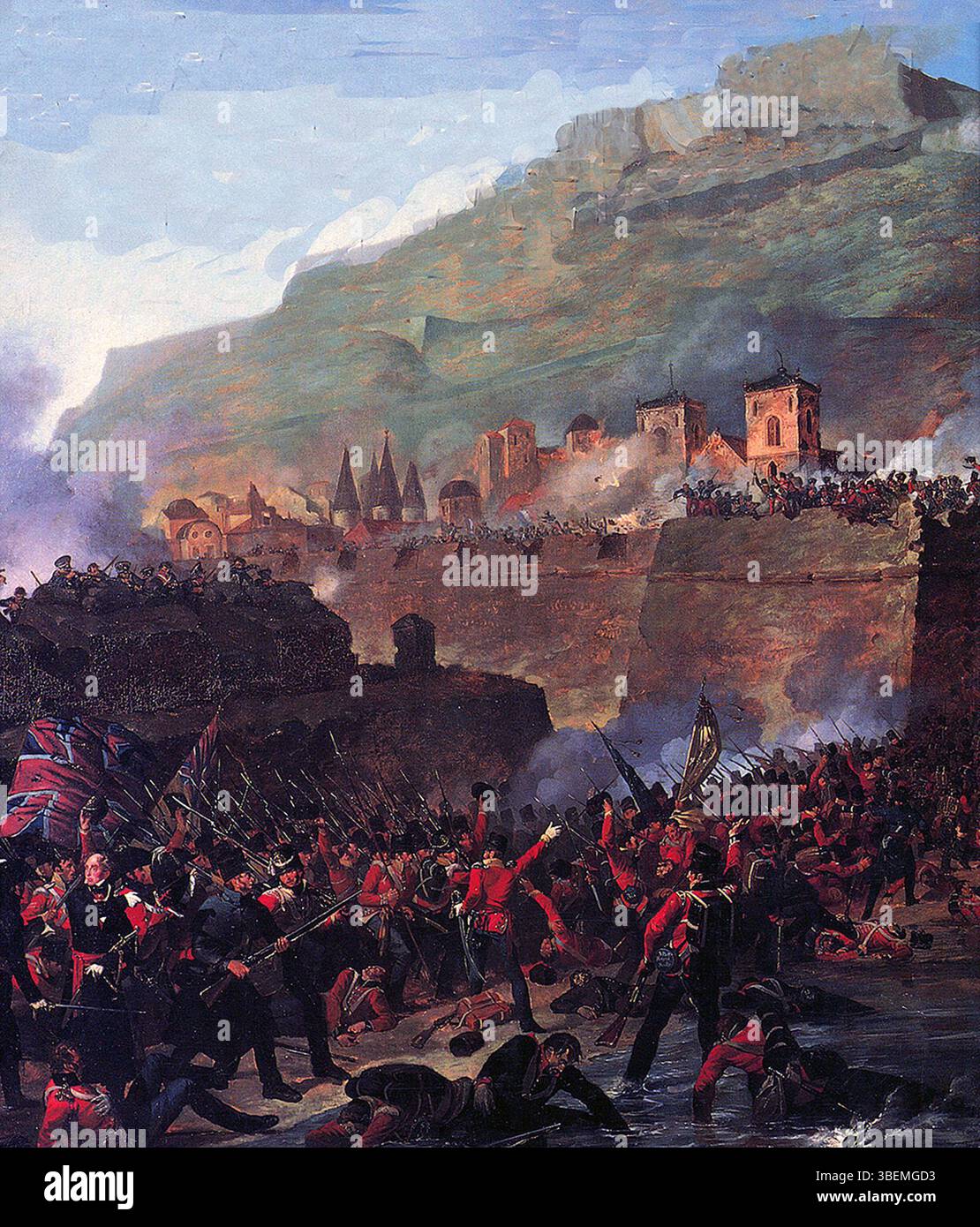 Depiction of the left flank during the 1813 storming of San Sebastian ...