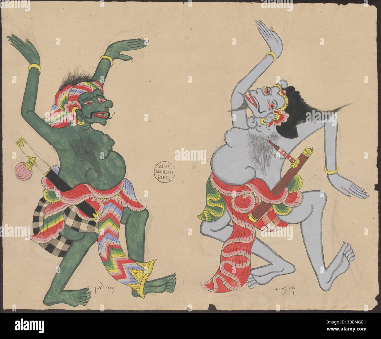 This 19th-century Balinese manuscript drawing by Artist no. 7 portrays ...