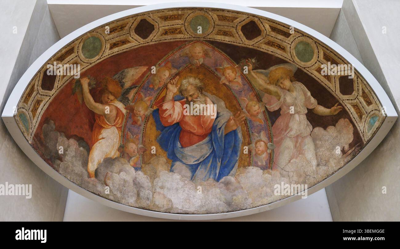 Fresco painting by Raphael created between 1514 and 1515 showing God ...