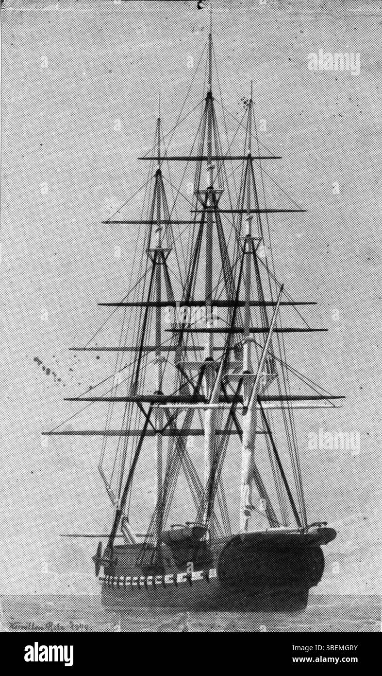 This 19th-century drawing depicts the frigate Rota, built in 1822 ...