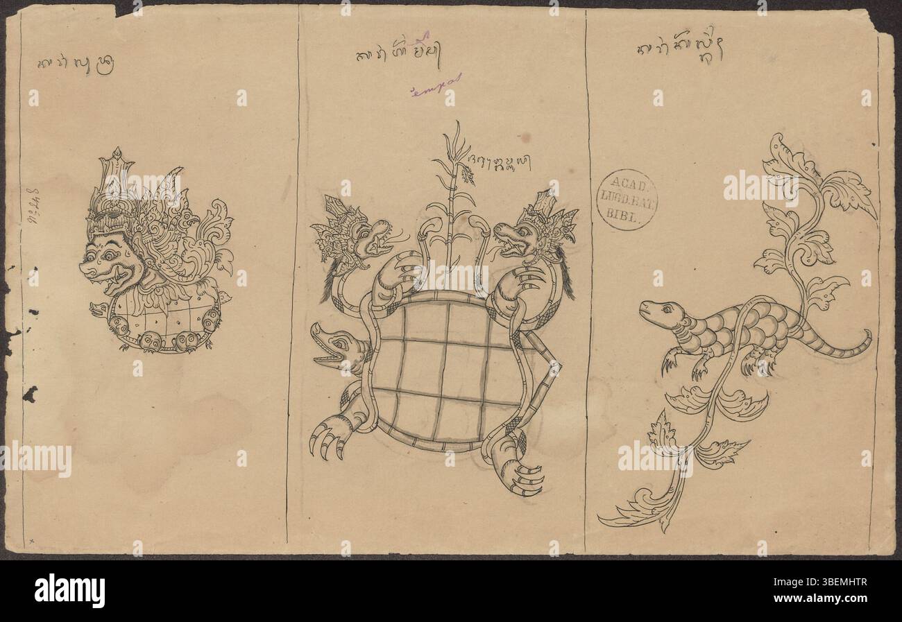 This artwork depicts various Balinese ornaments, including Karang ...