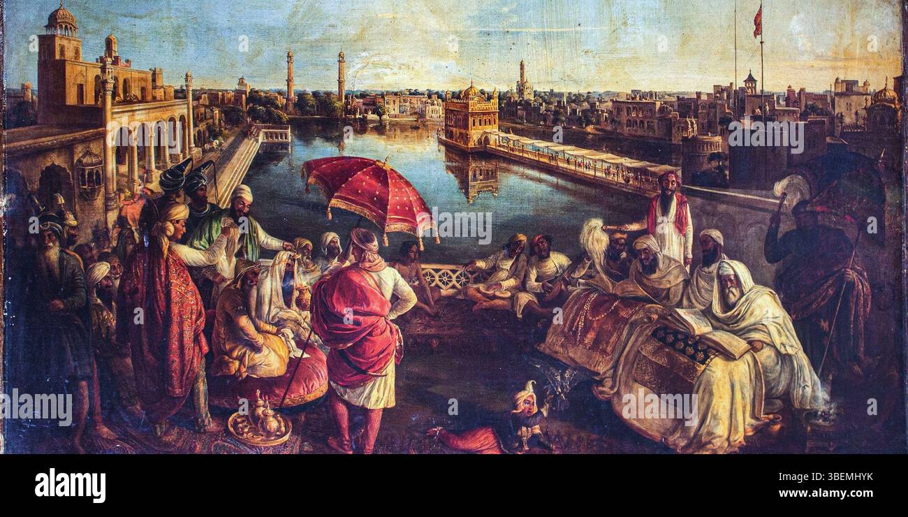 This painting by August Schoefft depicts Maharaja Ranjit Singh, the ...