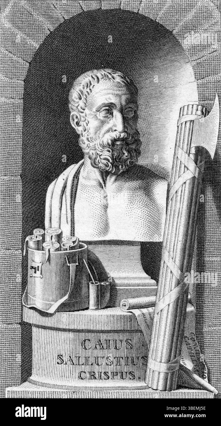 This engraved portrait of Sallust, created by Philippe Trière after ...