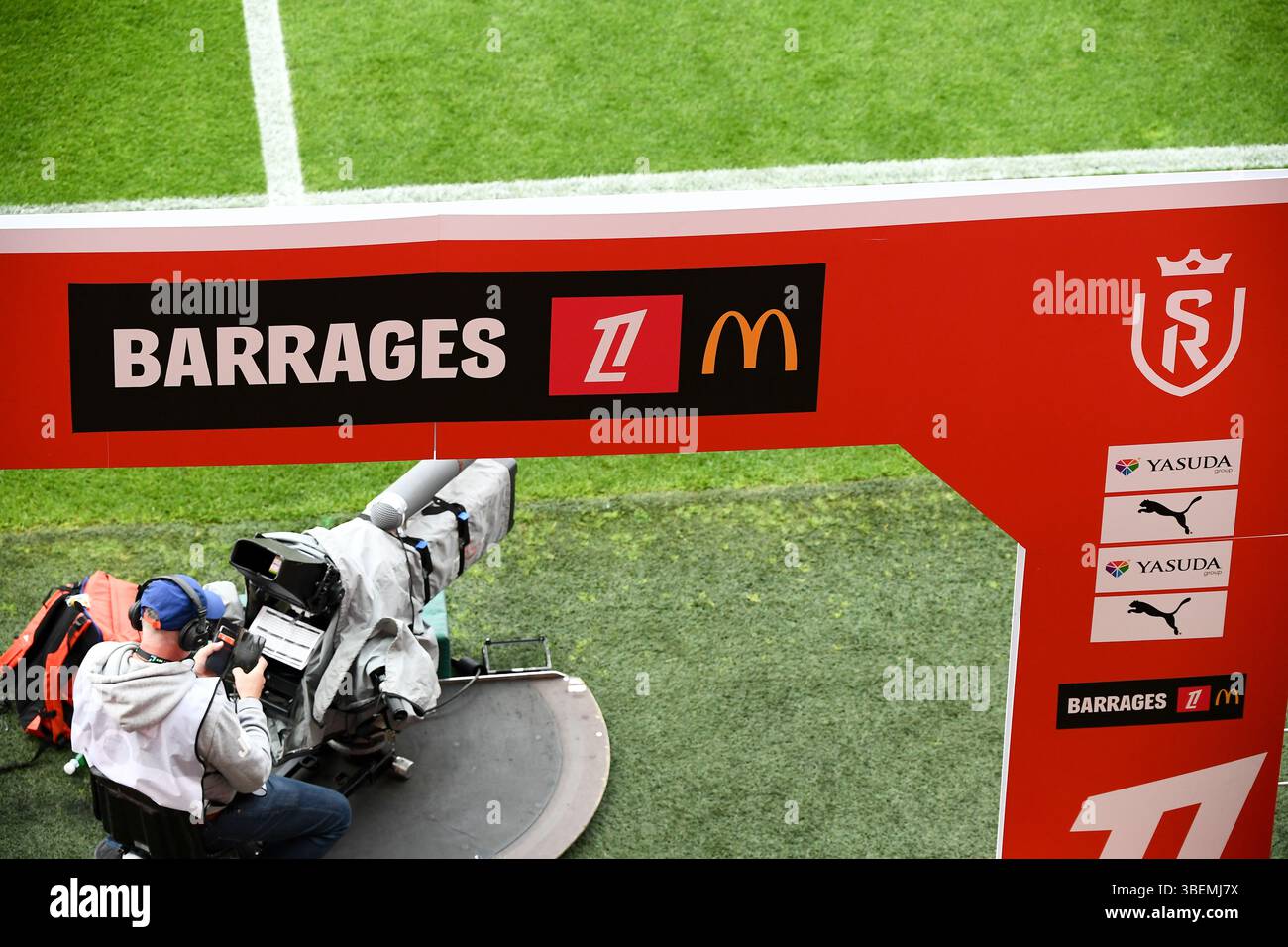 Illustration during the playoffs match between Reims and Metz at Stade ...