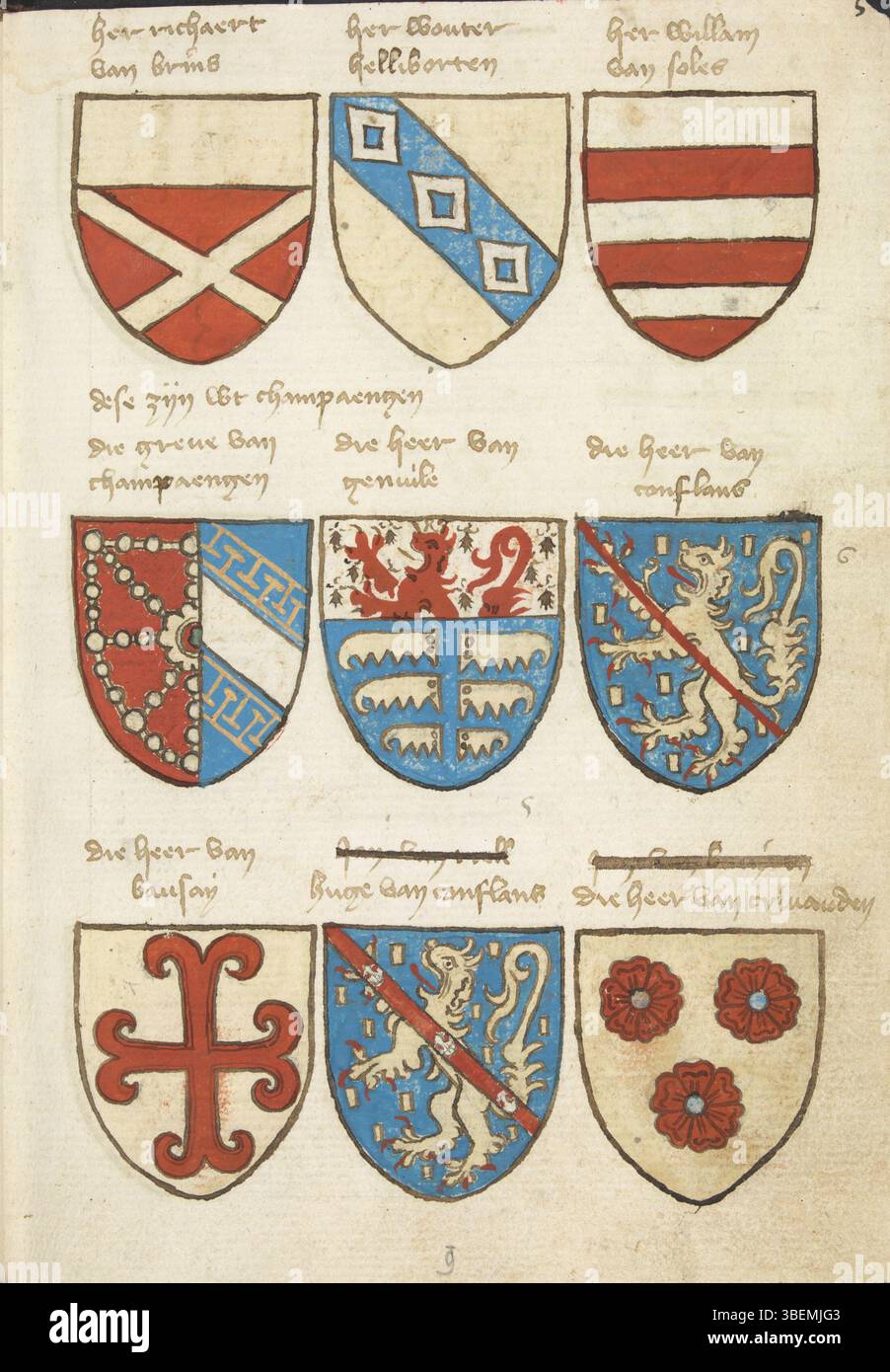 Folio 005r from the Wapenboek Beyeren, created between 1402 and 1405, this folio contains more ...