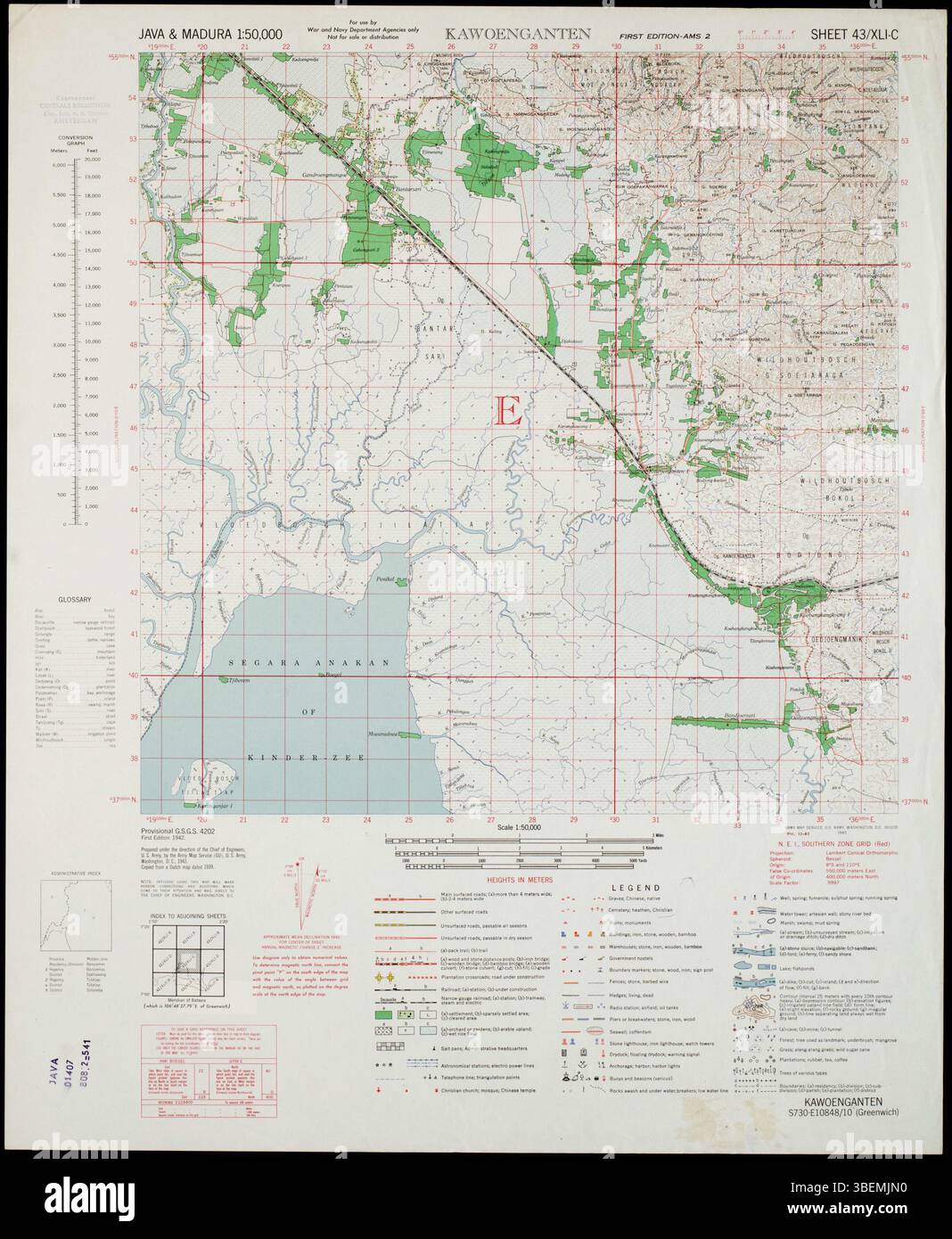 A topographic map of Java and Madura at 1:50,000 scale, created by the ...