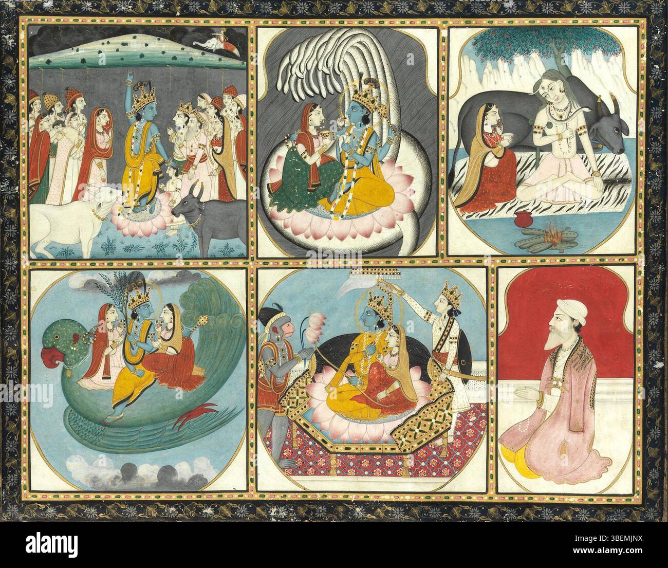 This 1830 painting features multiple Indic deities including Krishna ...