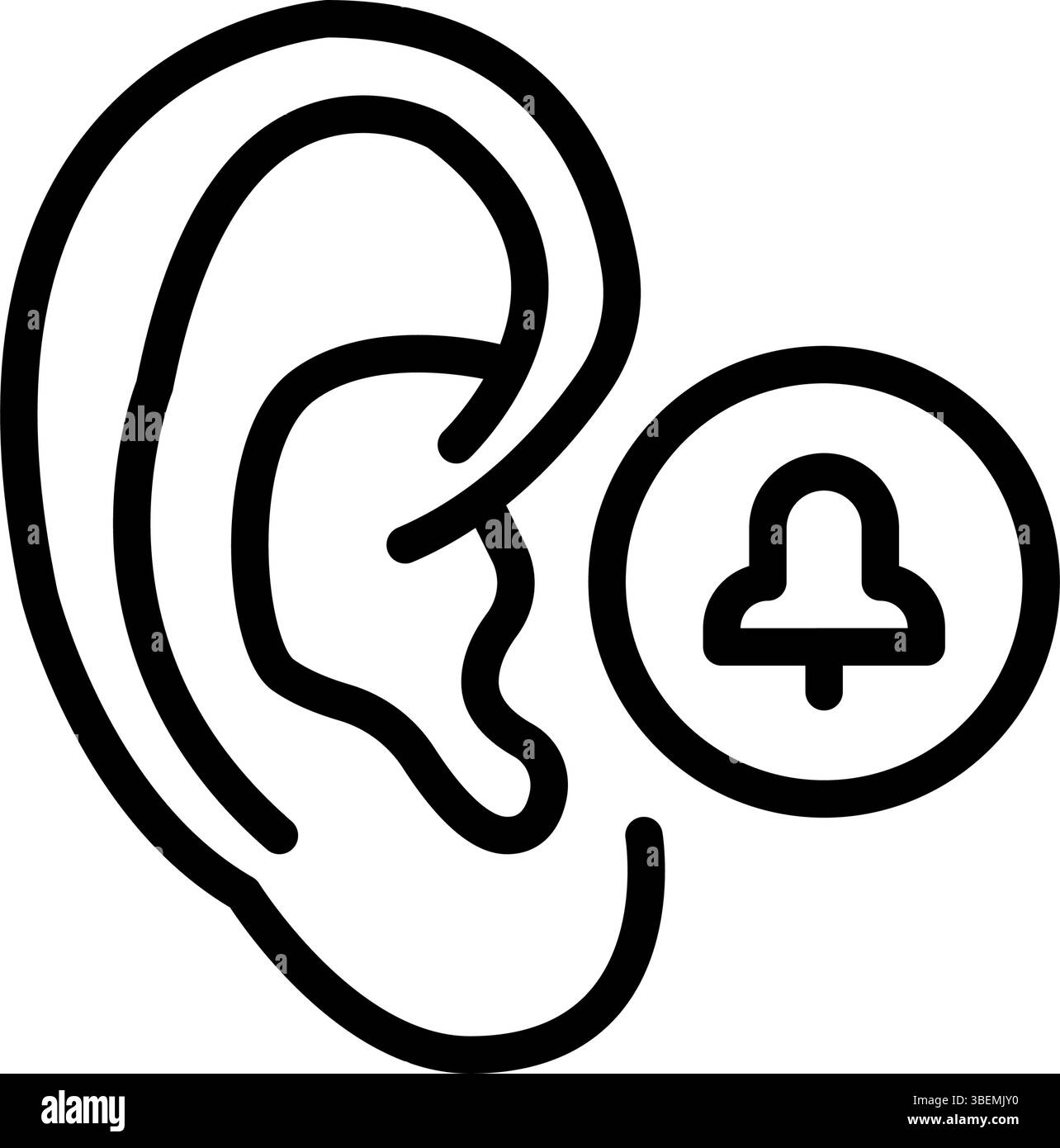 Ear icon, hearing linear sign isolated on white background - vector ...