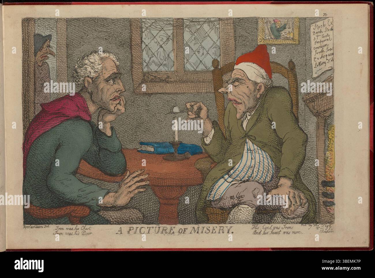 A satirical cartoon titled 'A Picture of Misery' by Thomas Rowlandson ...