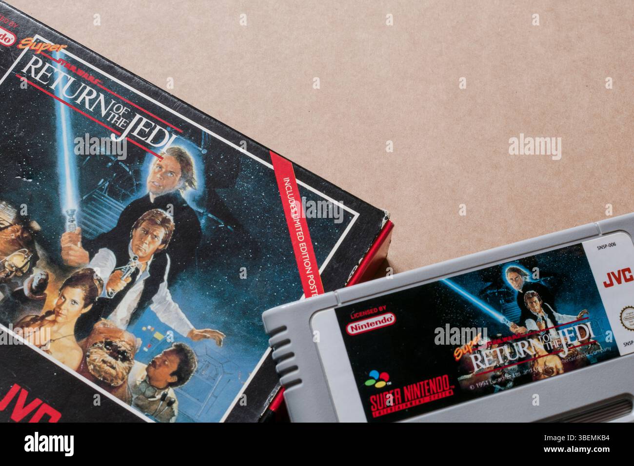 Super Star Wars: Return of the Jedi game box with a cartridge isolated ...