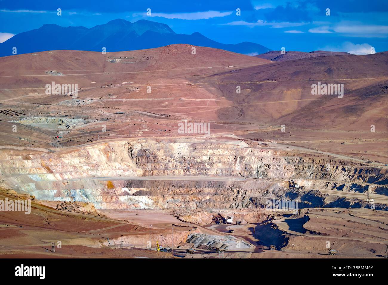 Aerial view of a copper mine at the altiplano of the Atacama Desert in ...