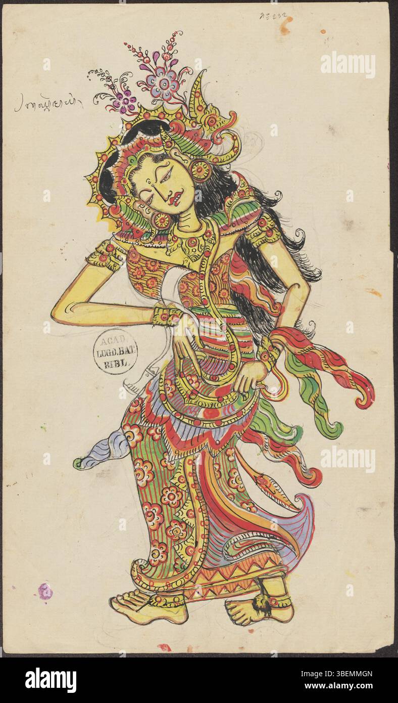 This 19th-century Balinese drawing by Artist no. 12 depicts the nymph ...
