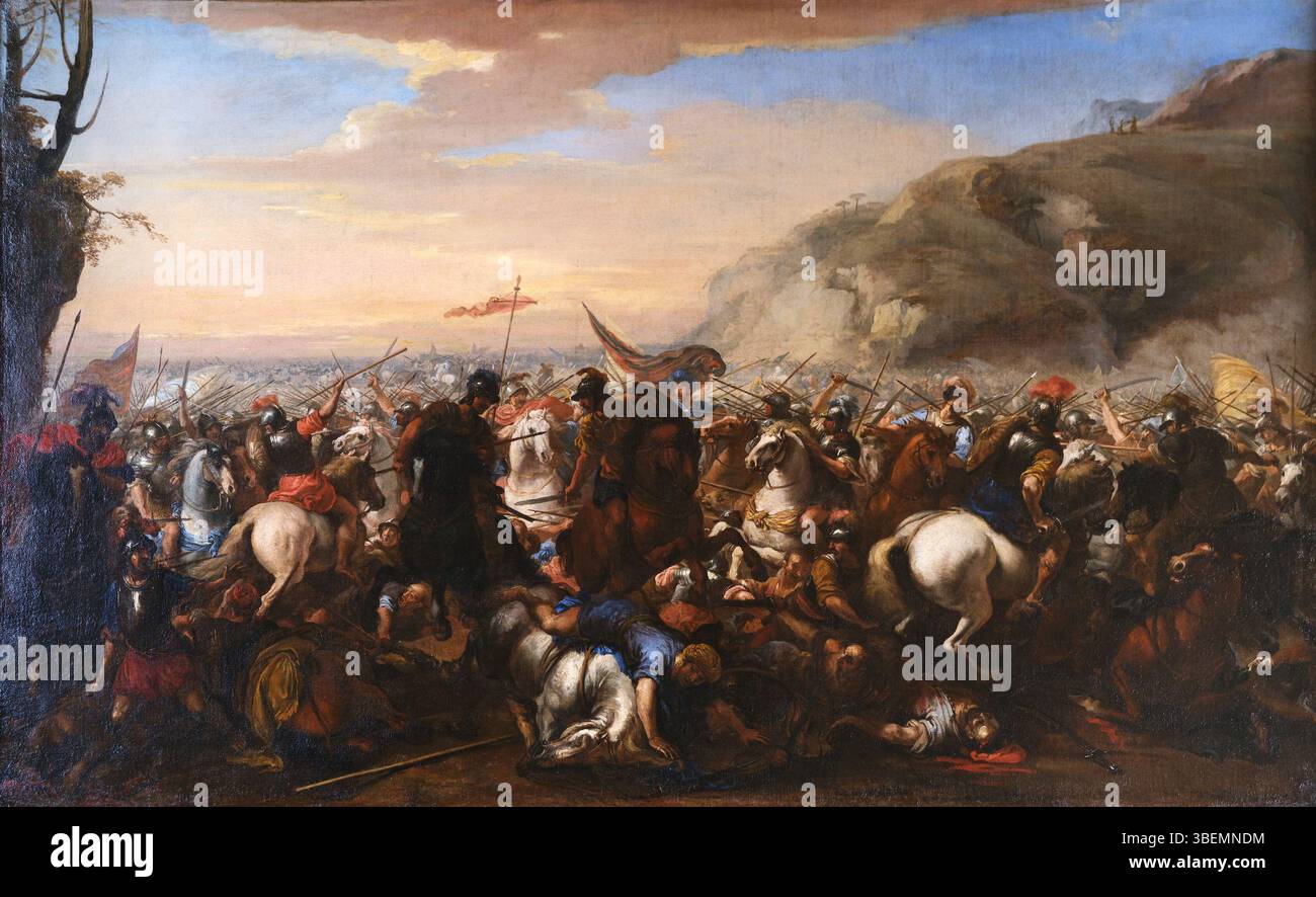 *Josué défait les Amalécites* by Jacques Courtois (1621–1676) depicts a ...