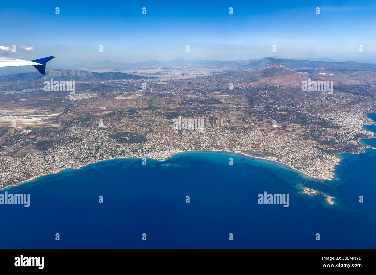 Athens international airport. Greece. Aerial view out of airplane ...