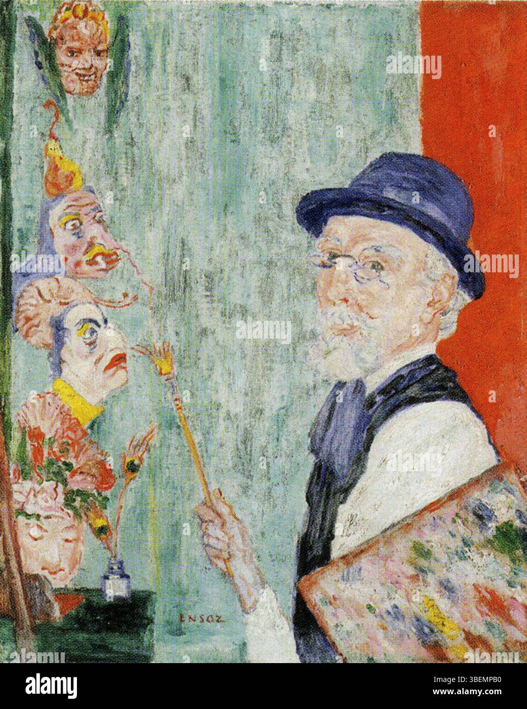 This self-portrait from James Ensor, created in 1936, features the ...