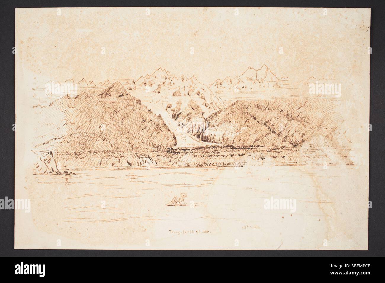 This pen-and-ink drawing by Charles Heaphy depicts the Franz Joseph ...