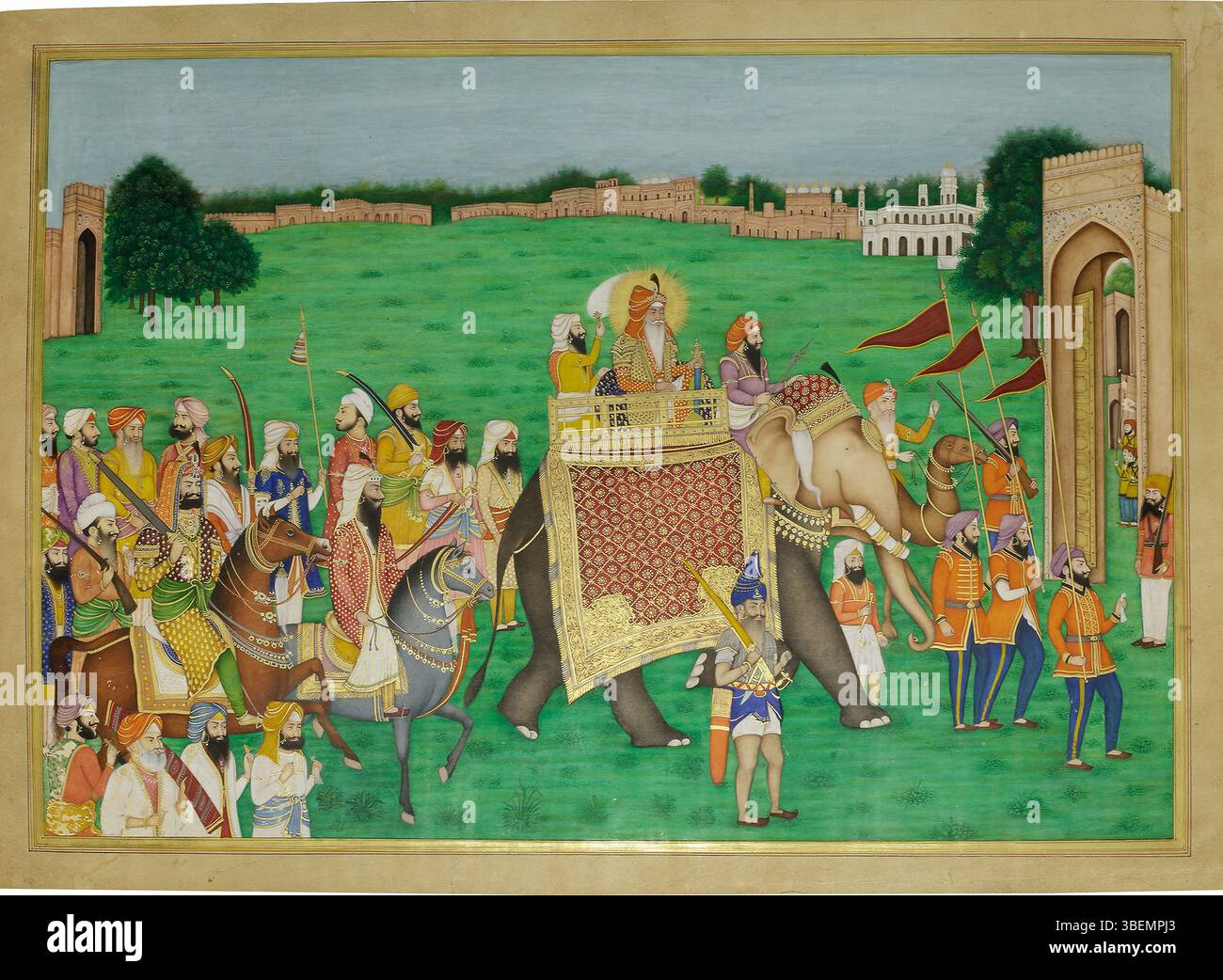 This painting from the 19th century portrays Maharaja Ranjit Singh ...