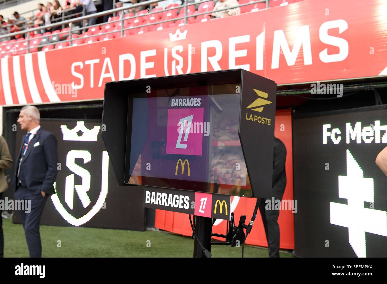 Illustration during the playoffs match between Reims and Metz at Stade ...