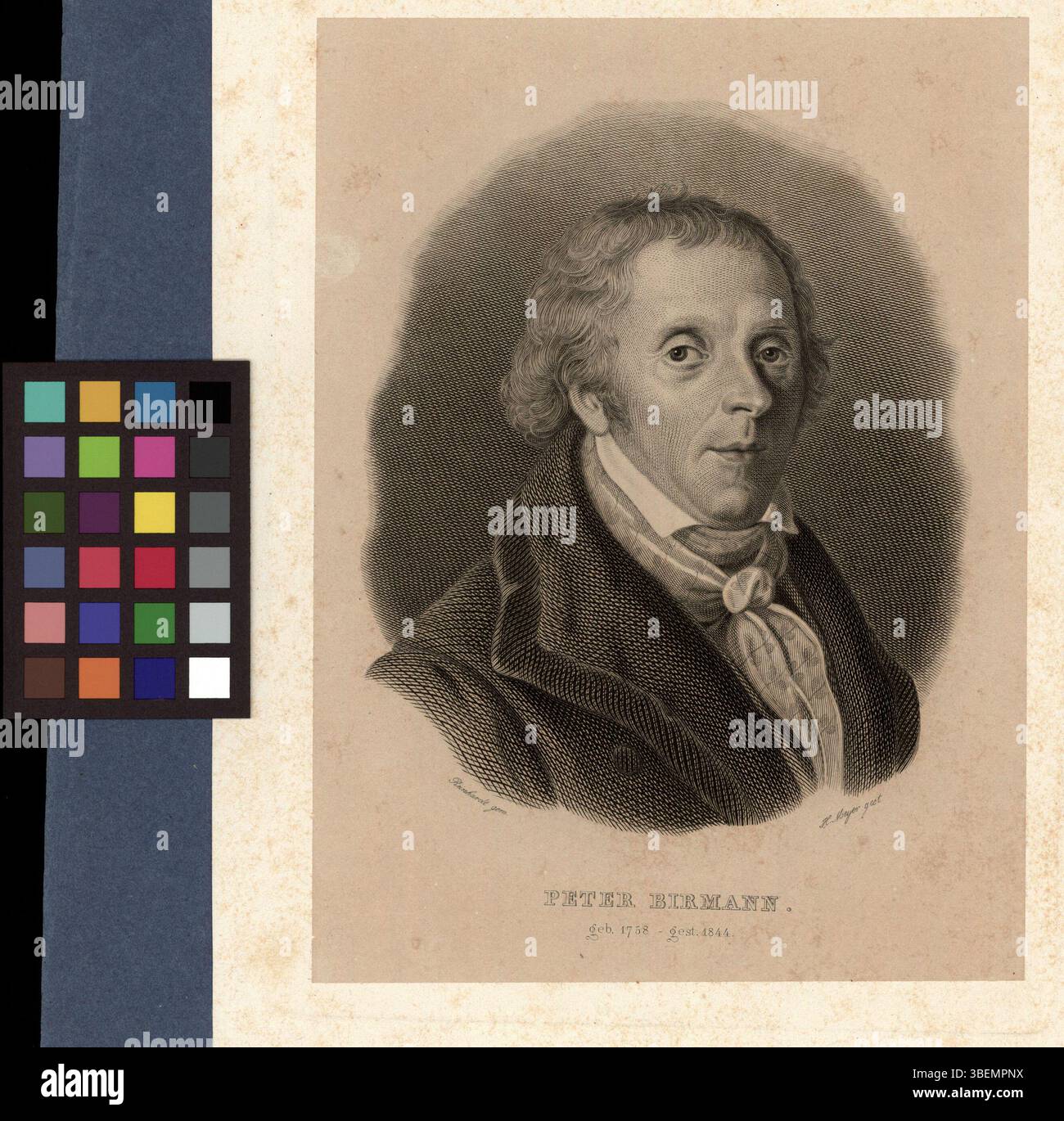 Portrait of Peter Birmann, created after 1844. This steel engraving ...