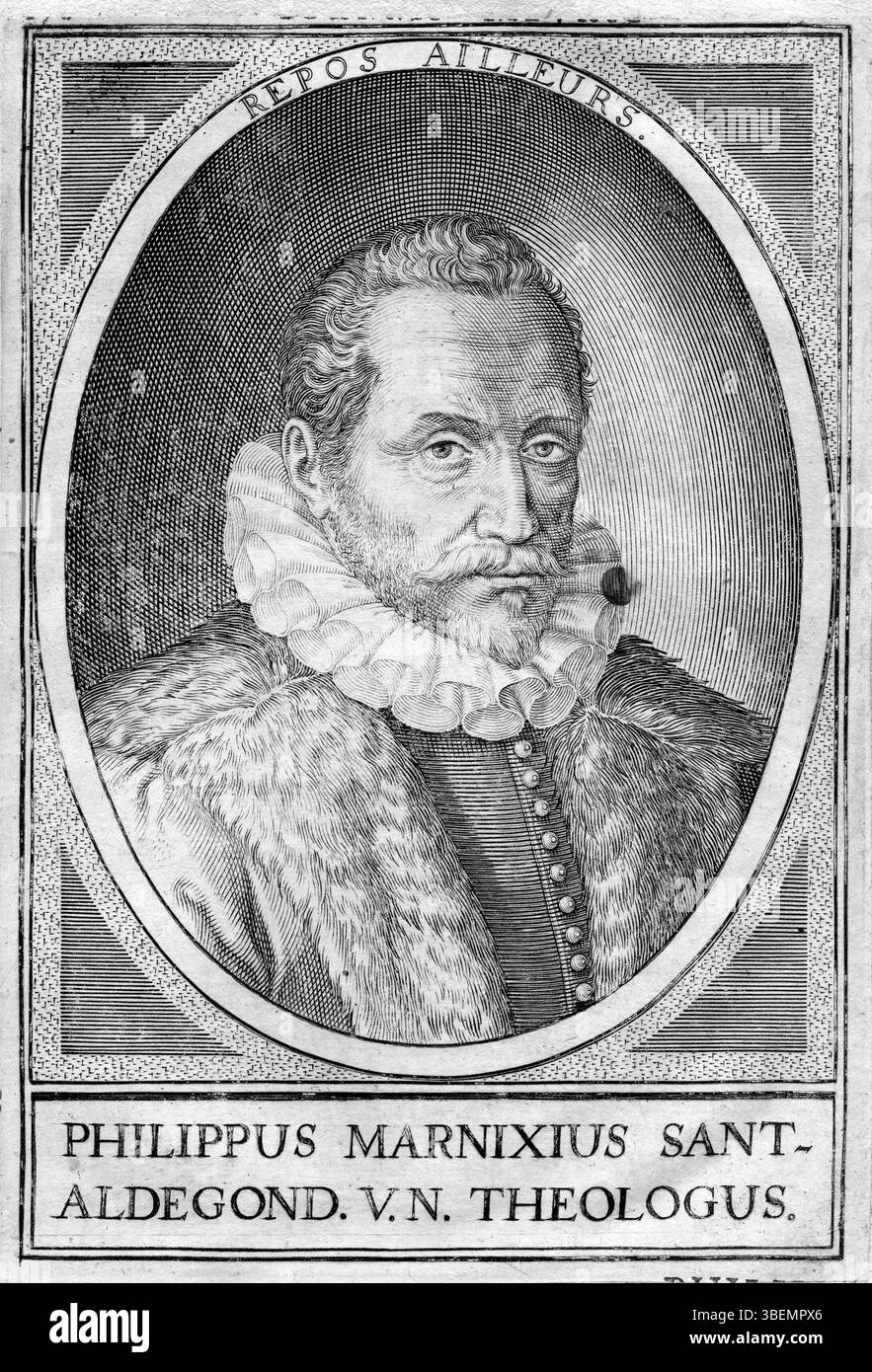 Engraved portrait of Filips van Marnix van Sint-Aldegonde, a 16th ...