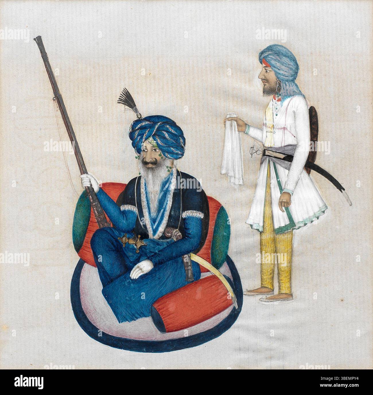 This circa 1850 painting portrays Hari Singh Nalwa, a general in the ...