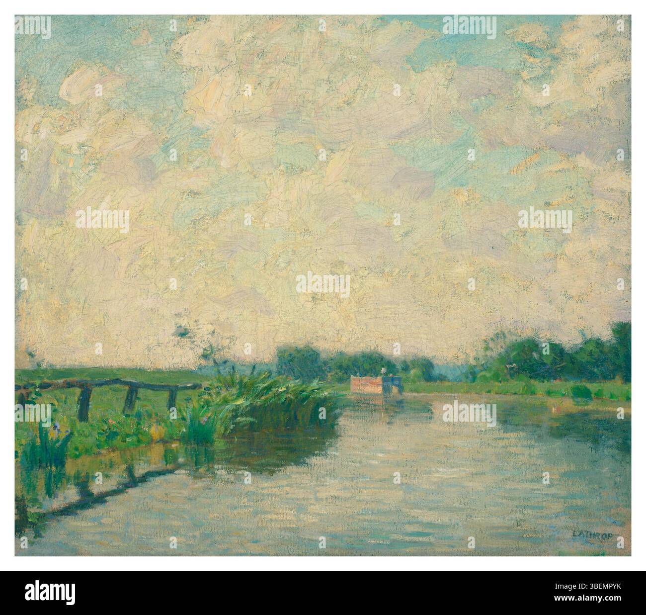 The Canal, Late Afternoon, painted by William Langson Lathrop, depicts ...
