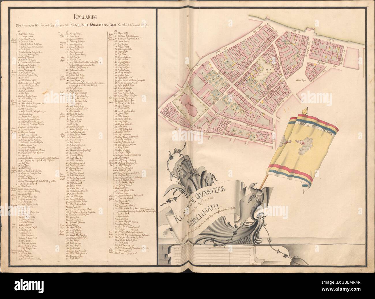 Christian Gedde’s 1757 map illustrates Klædebo Kvarter in Copenhagen ...