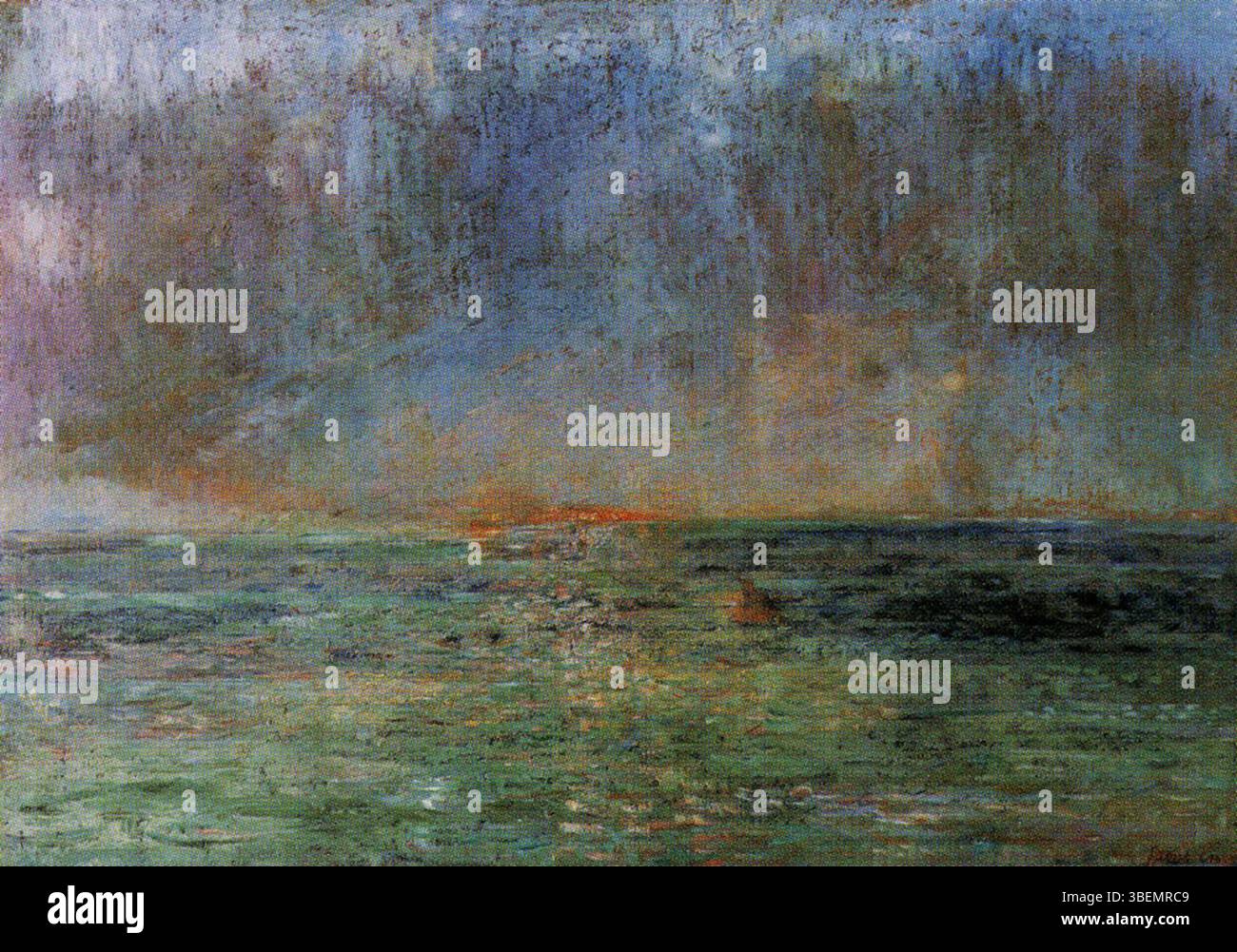 In 'Large Seascape with Sunset' (1885), James Ensor captures the serene ...