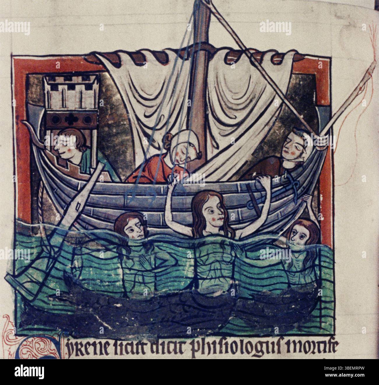 Illustration from a 13th-century bestiary showing wingless, fish-tailed ...