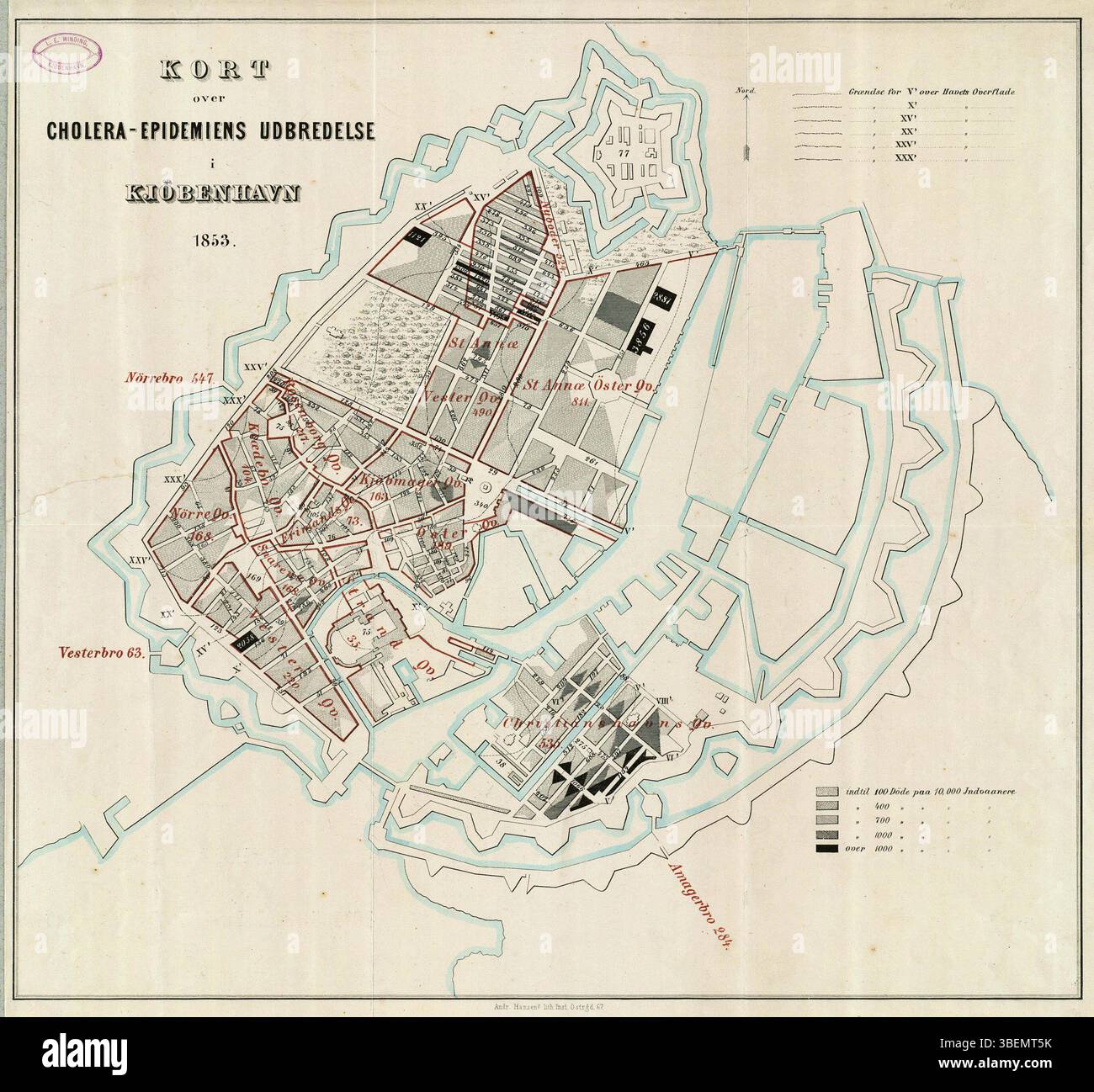 This 1853 map, published by Andreas Hansen's Lithographic Institute ...